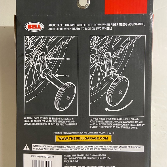 BELL | Other | New Bell Spotter 50 Flip Updown Training Wheels | Poshmark